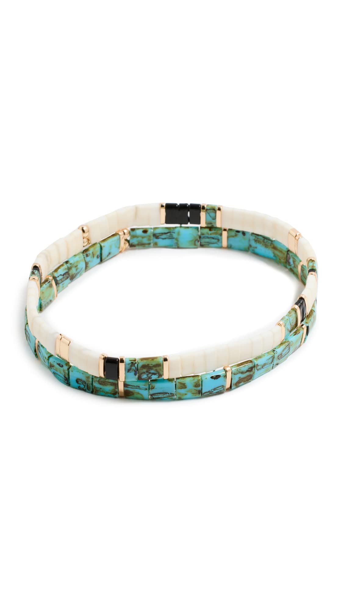 SHASHI Women's 14k Tilu Bracelet Set of 2, Turquesa, Blue, One Size
