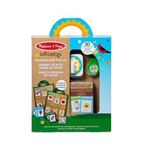 Melissa & Doug Let’s Explore Indoor/Outdoor Scavenger Hunt Play Set – 80 Double-Sided Cards - Activities For Kids, Seek And Find Games, Nature Game Kids Ages 4+