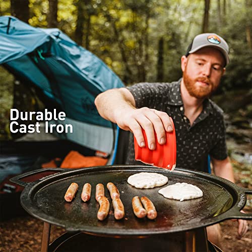 Solo Stove Ranger Cast Iron Griddle Cooking Bundle, incl. Stainless Steel Fire Pit + Stand, Cast Iron Griddle & Stainless Steel Hub for 6.5β Elevation, Height: 22 in, Diameter: 14.25 in, 31.1 lbs