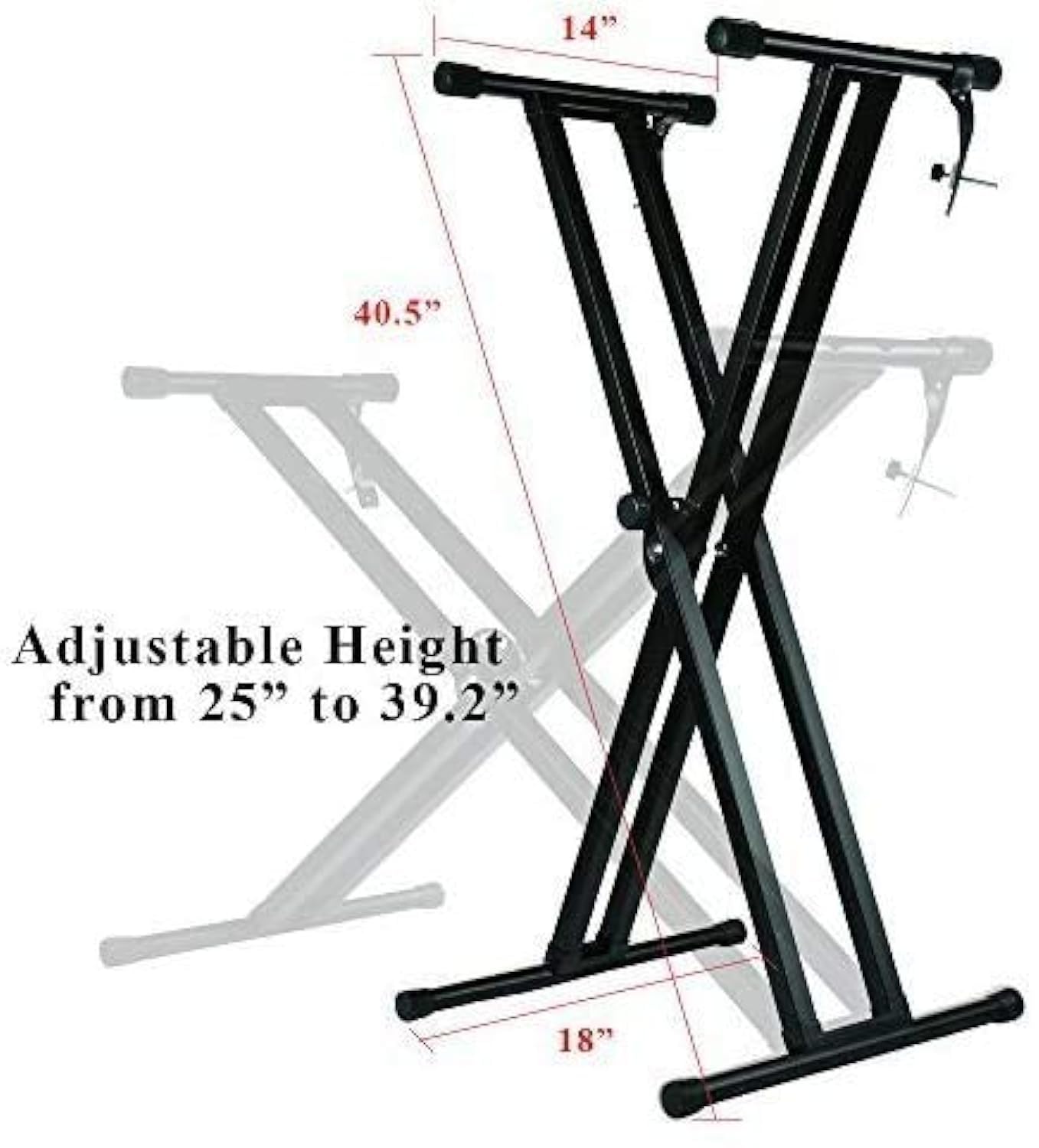 Kadence Keyboard Stand - Heavy-Duty Piano Stand (NK13-3kg Dual Braced) - Piano Keyboard Stand with Locking Straps - Keyboard Double X Stand - Keyboard Music Stand for Kids & Adults (Black)