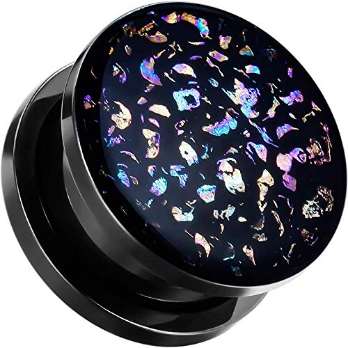 KUBOOZ Gauges Ear Plugs Black Tunnels Screw Back Earrings Upgrade Piercing 1 Pair Gift Packing Stretchers 0g to 1 Inch.