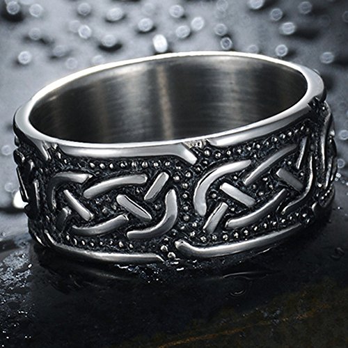 Jude Jewelers 9mm Vintage Stainless Steel Celtic Knot Ring Biker Cocktail Party (Grey, 13)