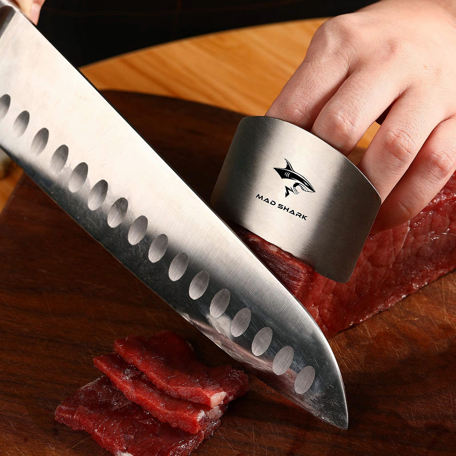 MAD SHARK Premium Stainless Steel Chef Finger Guards For Cutting Vegetables, Finger Protectors For Cutting, Kitchen Tools, Chopping Protector For Fingers, Slicing Tools 2 pcs (Finger guard)