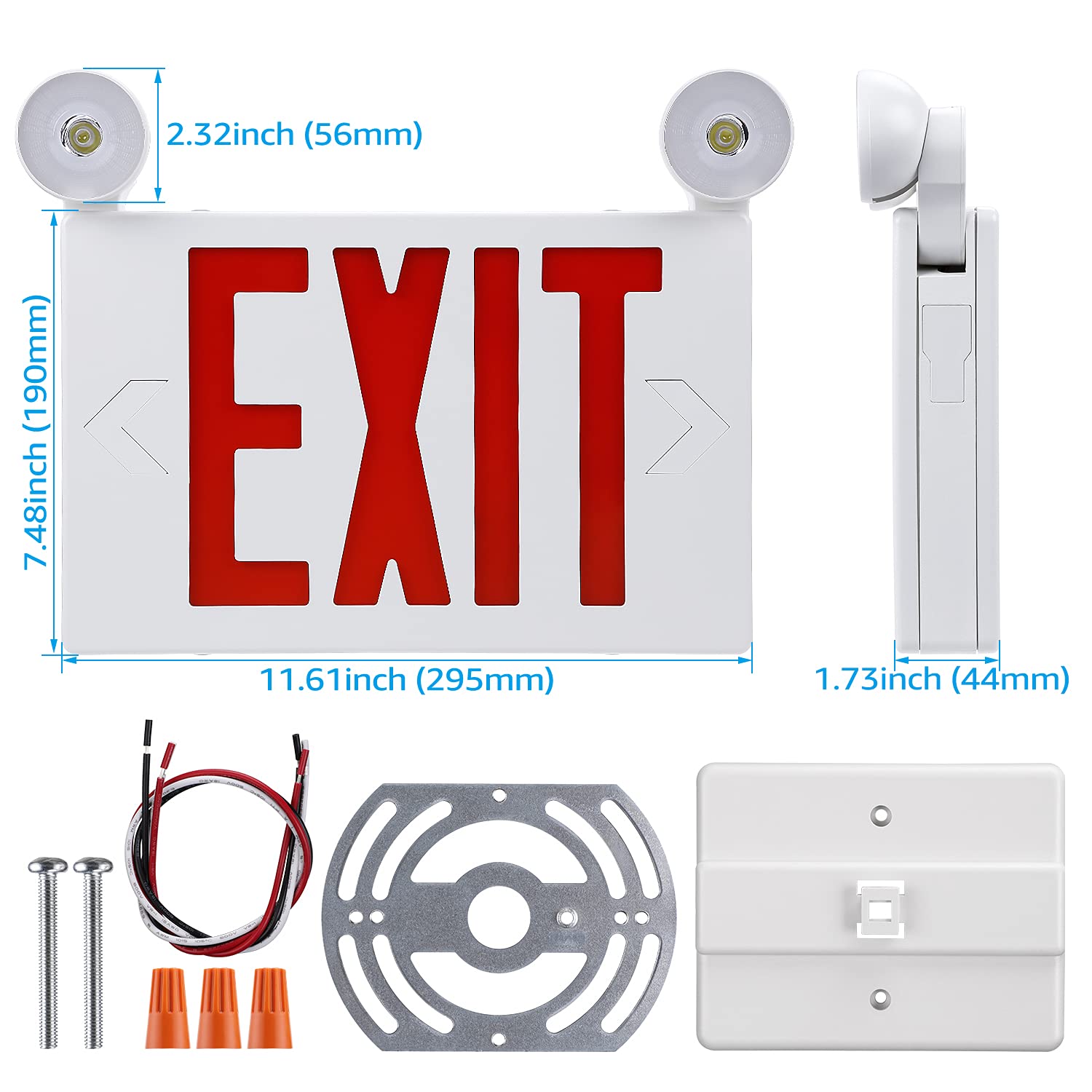 TORCHSTAR Red LED Exit Sign with Emergency Lights Bundle TORCHSTAR Red LED Exit Sign with Emergency Lights, 2 Pack Exit Light, Red & 4 Pack Exit Light, Red