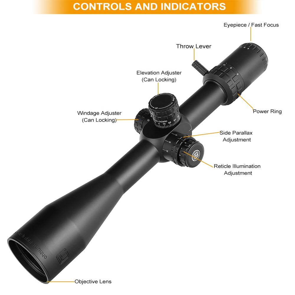 ohhunt Guardian 6-24x50 First Focal Plane FFP Rifle Scopes Side Parallax Adjustment Optics with Scope Mount Rings