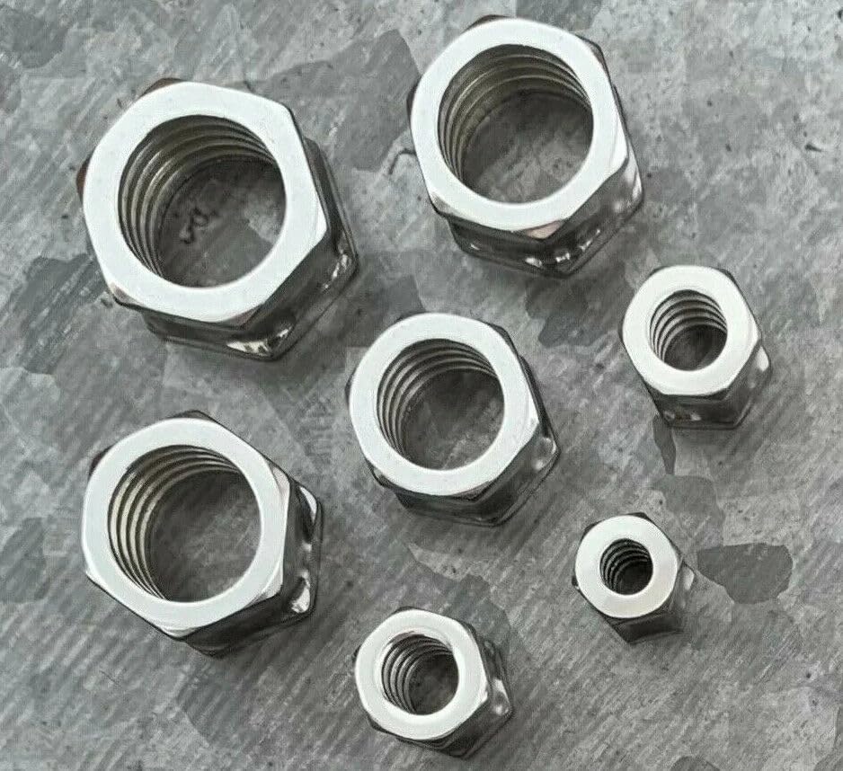 Lobal Domination PAIR of Steel Hexagon Screw Bolt Tunnels Double Flare Plugs Earlets Gauges (00g (10mm))
