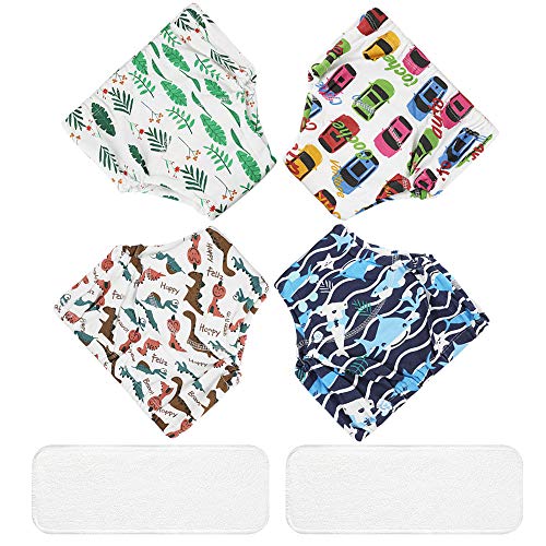 Lictin Potty Training Pants for Toddlers-4 Pcs Underwear Training Pants with 2 Pcs Baby Cloth Diapers Inserts, Reusable 7-Layer Potty Training Underpants for Infants Toddlers 2-3 Years
