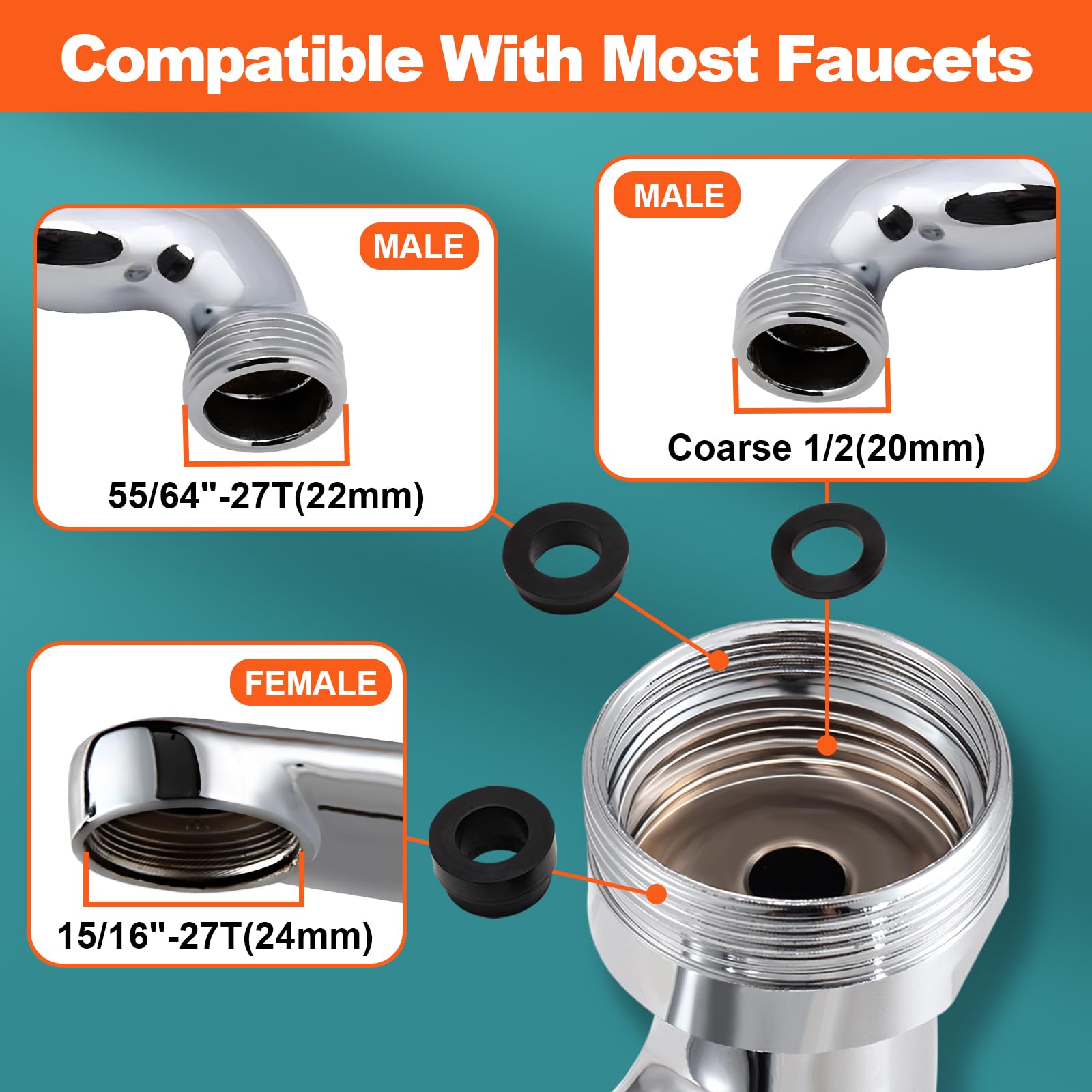 Spurtar 1440° Faucet Extender for Bathroom Sink, 2 Water Outlet Modes 1080° Rotatable Faucet Aerator + 360° Swivel Faucet Attachment Kitchen Faucet Extension, Tap Adjustment for Face Washing