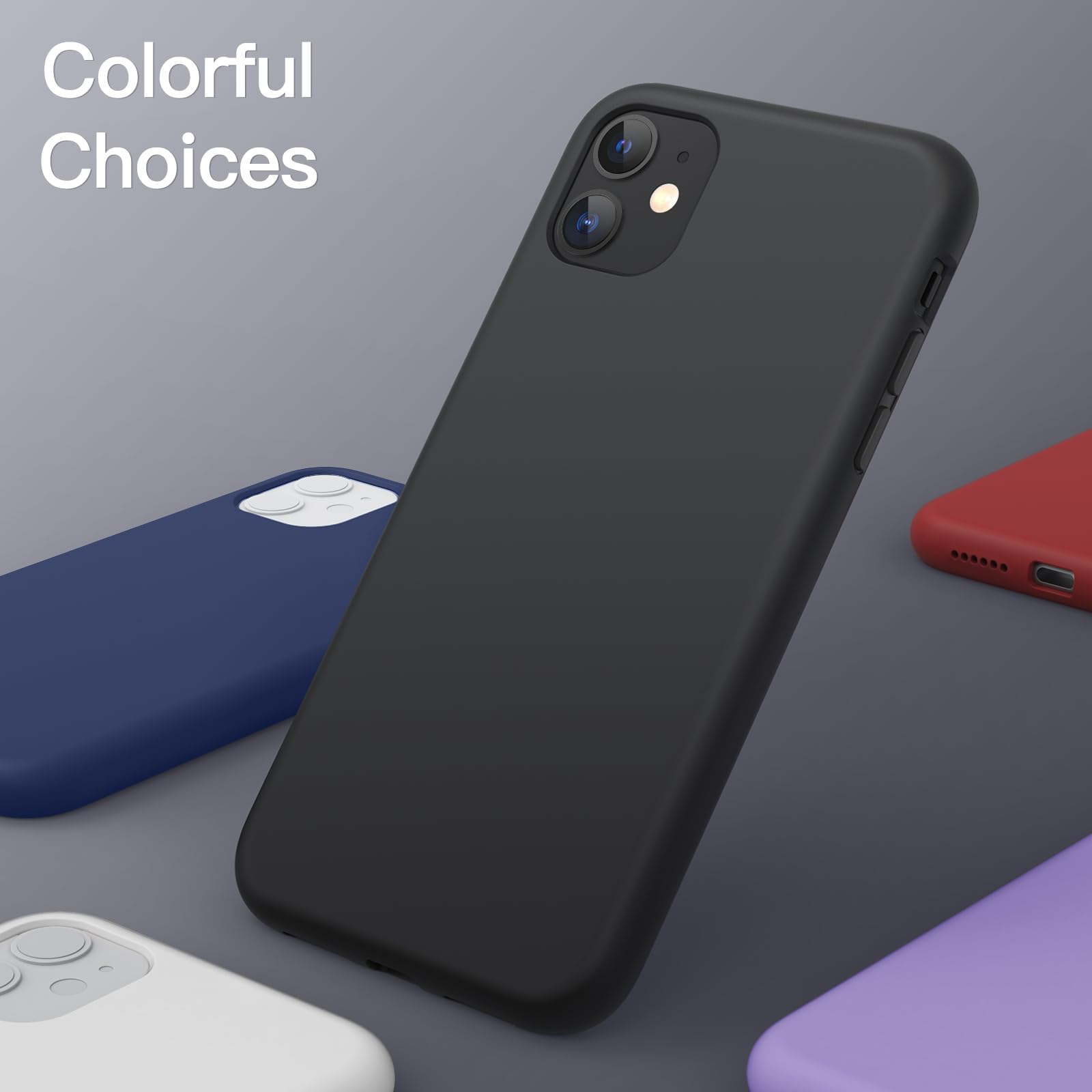 JETech Silicone Case for iPhone 11 (2019) 6.1-Inch, Silky-soft touch Full-Body Protective Case, Shockproof cover with Microfiber Lining, Black