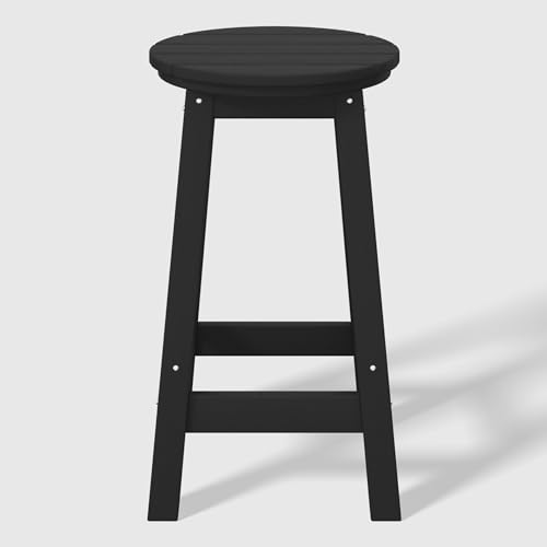 WestinTrends Malibu 24" HDPE Outdoor Patio Round Counter Height Bar Stool Set of 2, Black