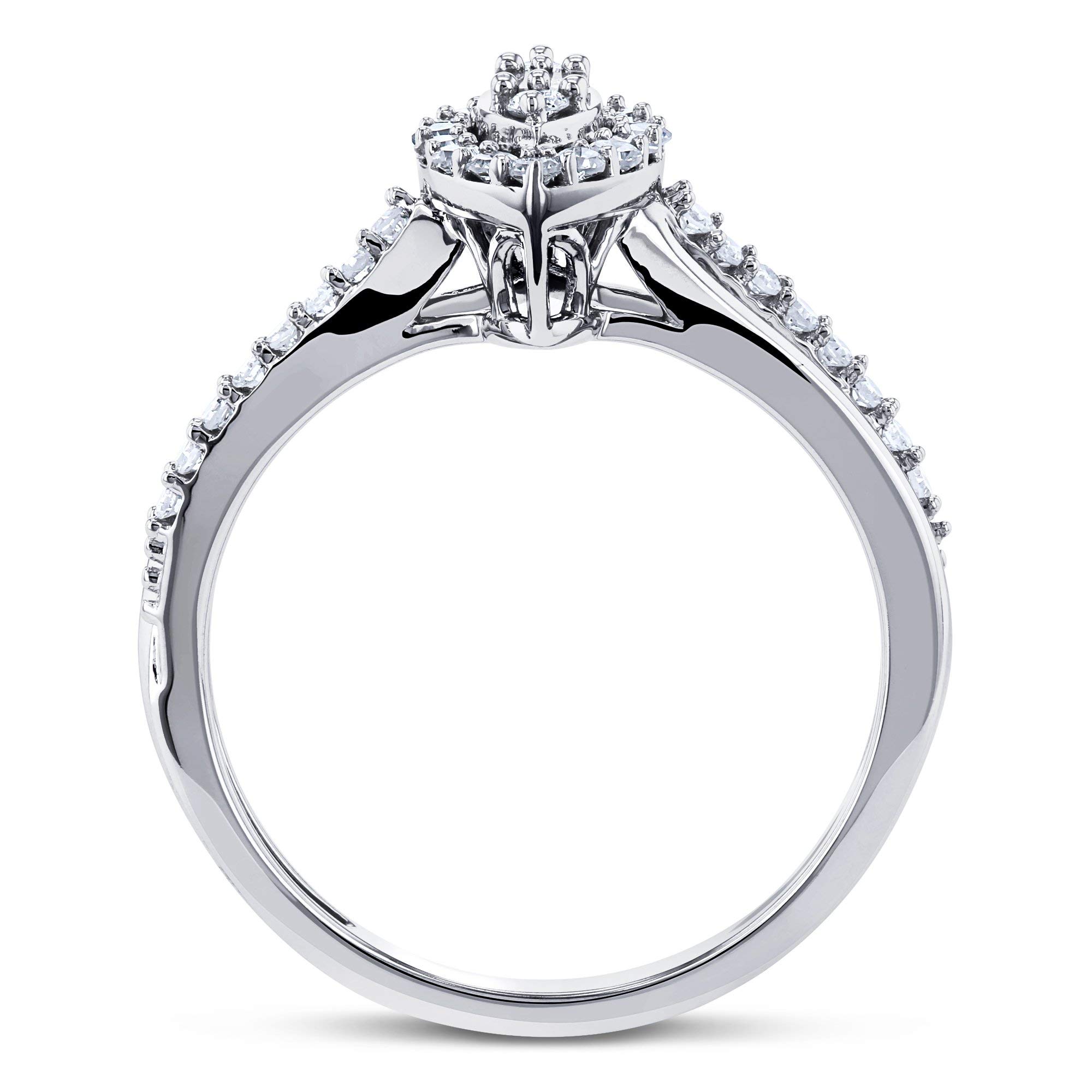 Kobelli 1/4 Carat TDW Diamond Marquise Shape Cluster 10k White Gold Ring, 10