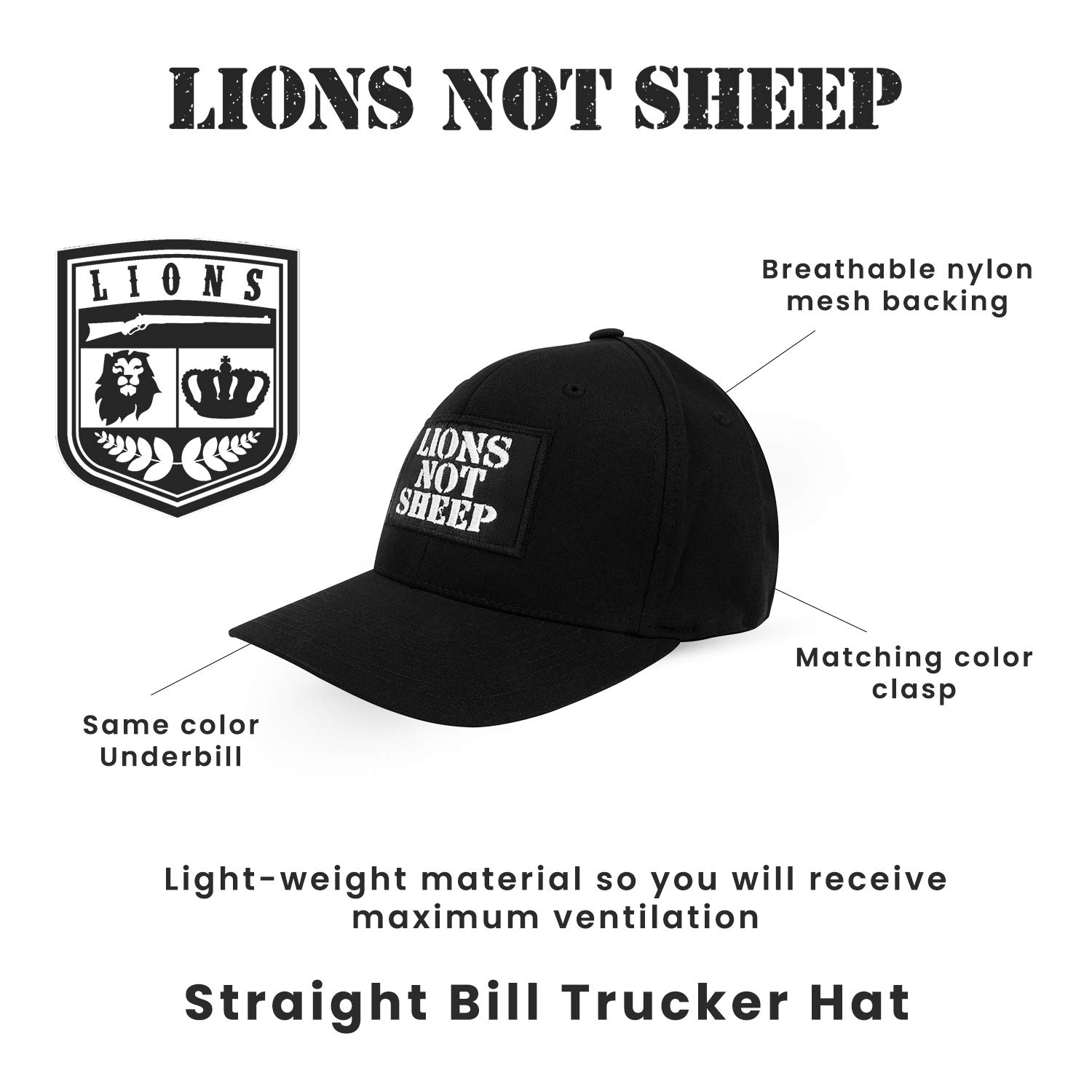 Lions Not Sheep Dad Hat - Hats for Men and Women - Hat for Hiking, Climbing and Fishing Black