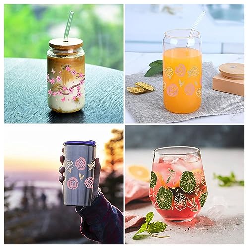 UV DTF Cup Wrap,Succulents Theme Rub on Transfers Decals,UV DTF Transfer Waterproof Sticker for Glass Coffee Cups,Vintage Cups Wrap Transfer Stickers Decals