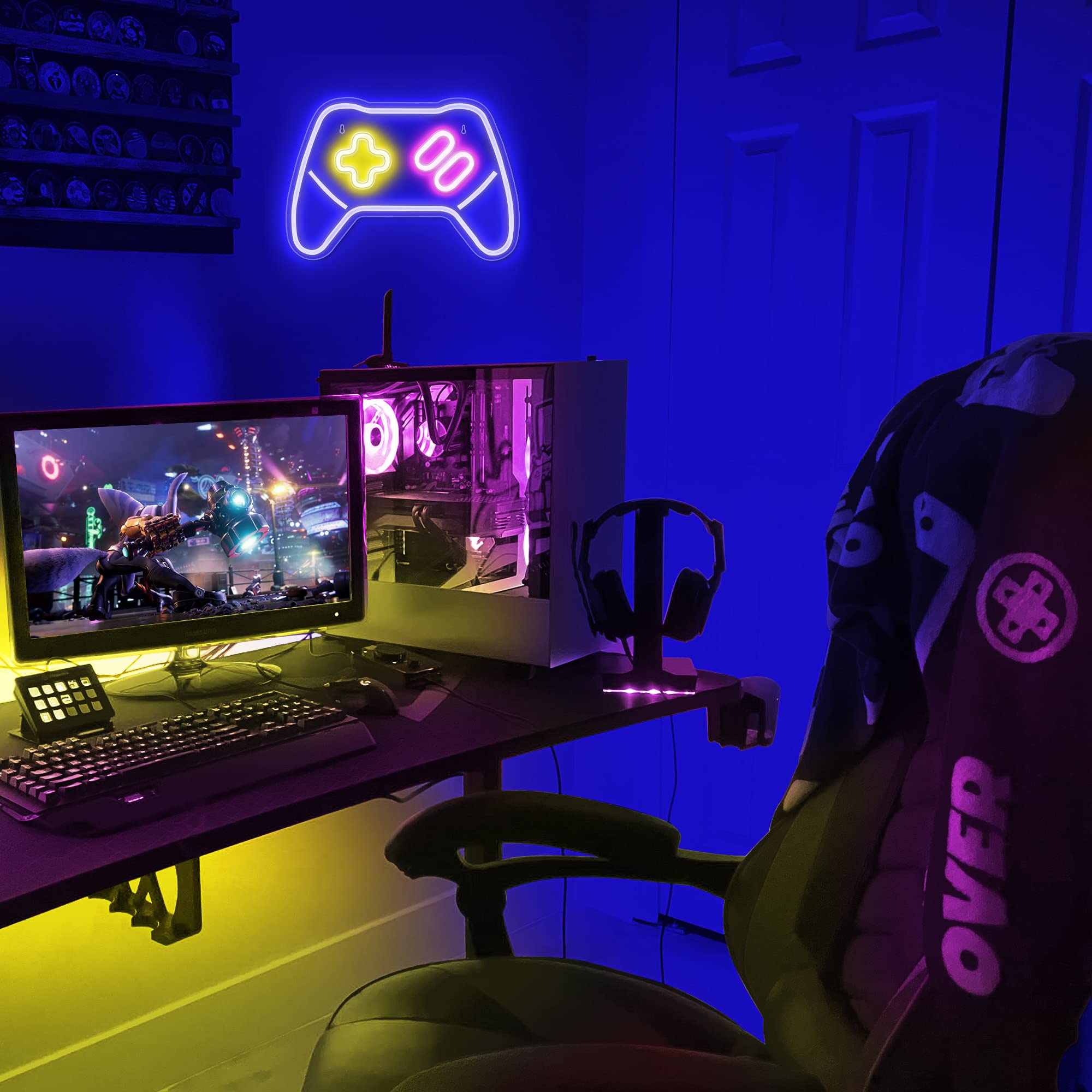Lumoonosity Game Controller Neon Signs β Gamepad/Game Remote Neon Sign for Video/PC Gamer, Teen Boys' Gift - Game Zone LED Signs for Wall, Bedroom, Game Room Decor - Cool Gaming Console Neon Light