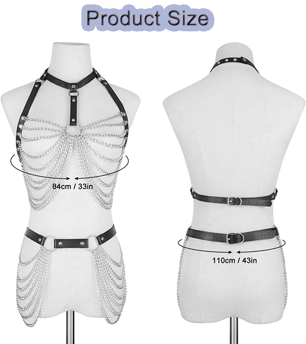 Punk Leather Body Chains Harness for women Goth Accessories Black Chest Harness Adjustable Party Body Accessories