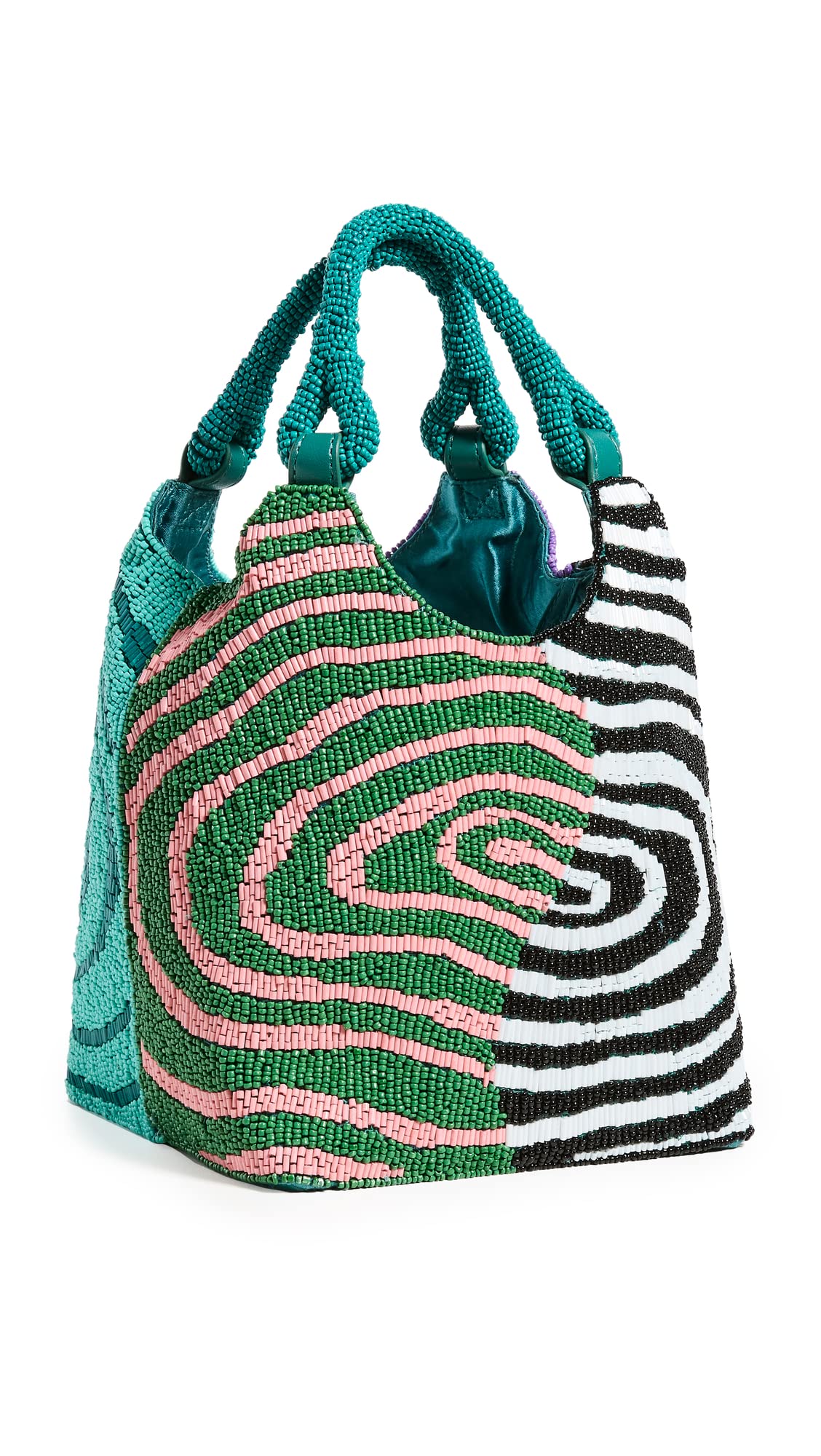 STAUD Women's Beaded Cote Bag, Acid Swirl, Print, Green, One Size