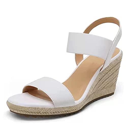 sckarle Women Summer Sandal Wedge Platform Ankle Strap Sandals Espadrille High Heel Slingback Open Toe Casual Sandals