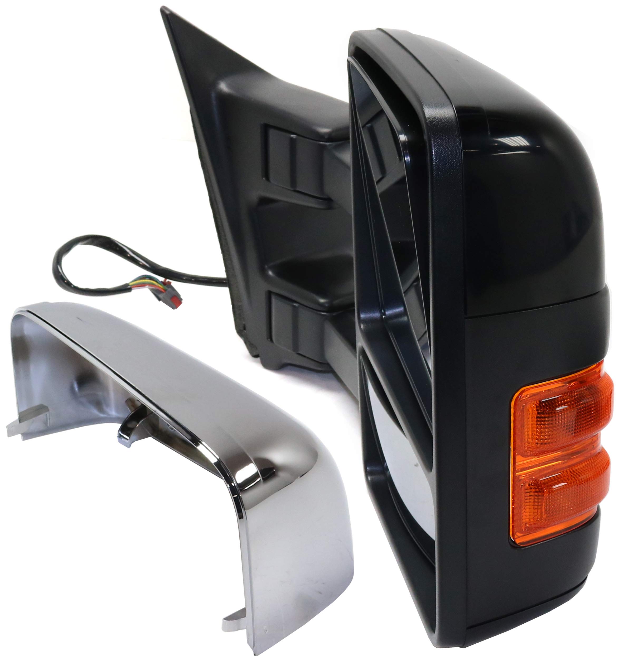Kool Vue Passenger Side Power Heated Towing Mirror for Ford F-250 Super Duty F-350 Super Duty 2011-2016 Power Fold With Signal Light & Memory; Without Blind Spot Light Auto Extend with 2 Caps