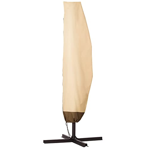 wikiwiki 82.7'' Patio Umbrella Cover Oxford Fabric, for 10FT Outdoor Offset Hanging & 9FT 3 Tier Market Umbrellas, Fade Resistant & Waterproof Fabric with Adjustable Drawstring & Storage Bag (Beige)