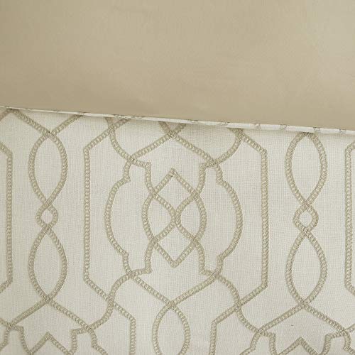 Madison Park Cozy Comforter Set-Luxurious Bedding Style Combo Filled Insert, Removable Duvet Cover. Matching Shams, Decorative Pillows, Queen(92"x96"), Geometric Neutral 8 Piece