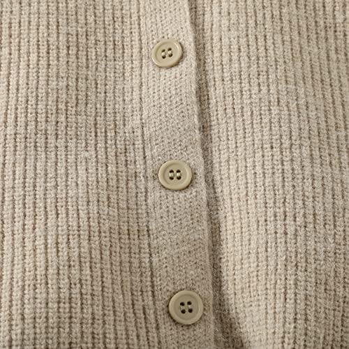 SHIBAOZI Infant Boys Girls Wool Knit Hooded Romper Long Sleeve Solid Button-Down Baby Winter Clothes Warm Outwear (Khaki, 9-12 Months)