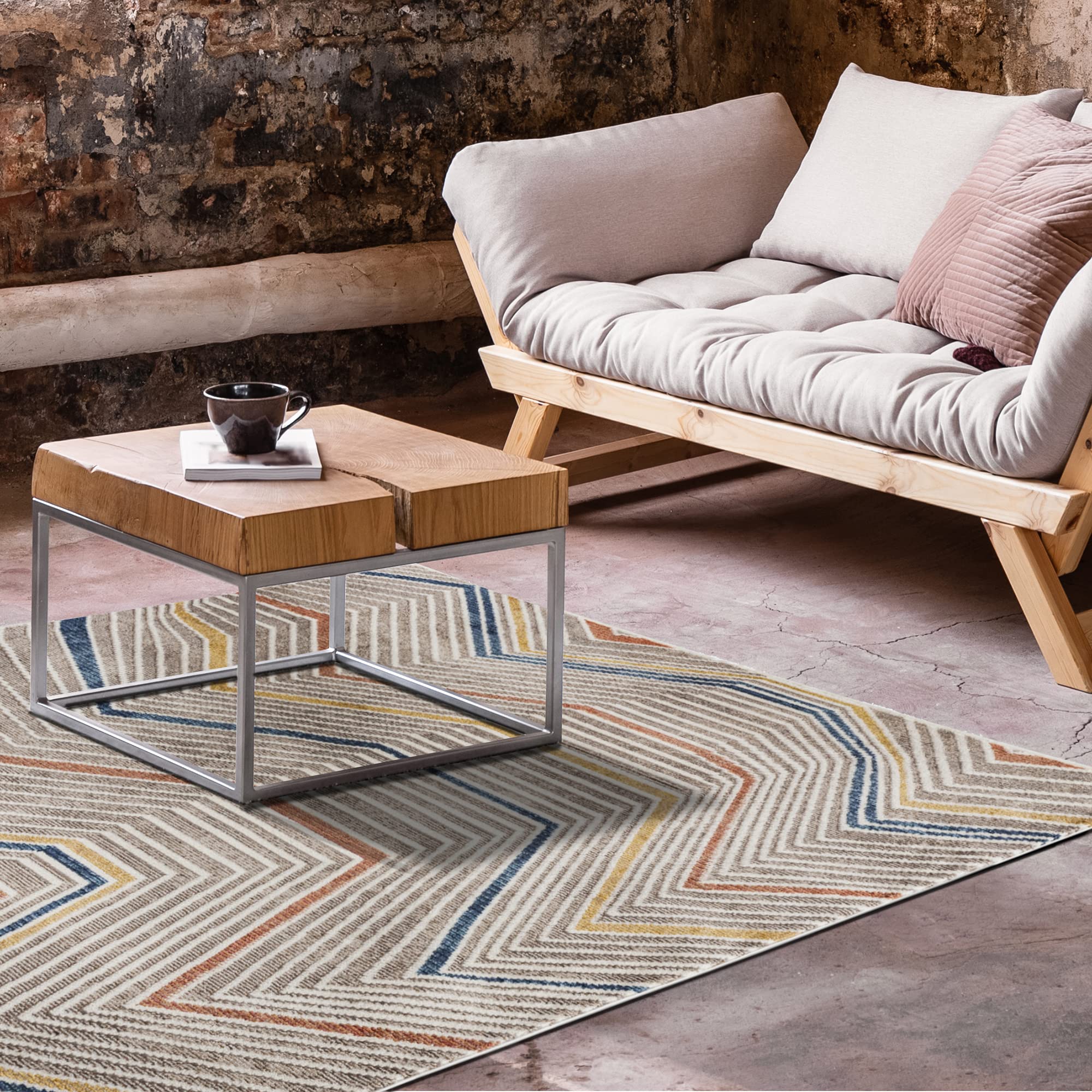 Kaleen Rugs Eddison Collection 3'11" x 5'3" Contemporary Geometric Area Rug,Multi