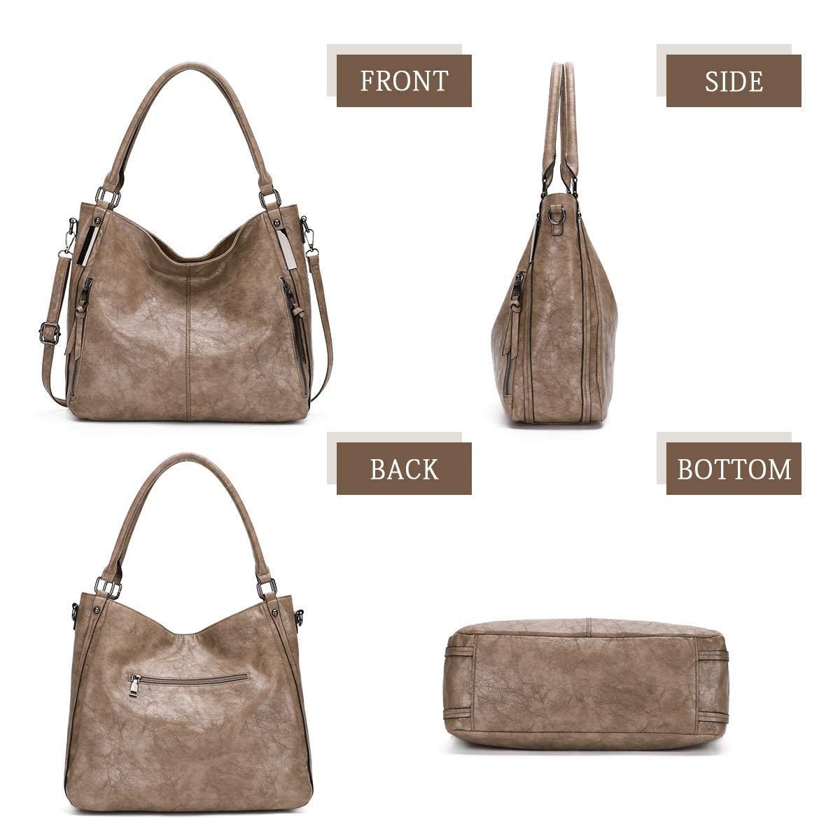 KL928 Purses for Women Shoulder Handbag Top Handle Hobo Tote Bags for Women (khaki)