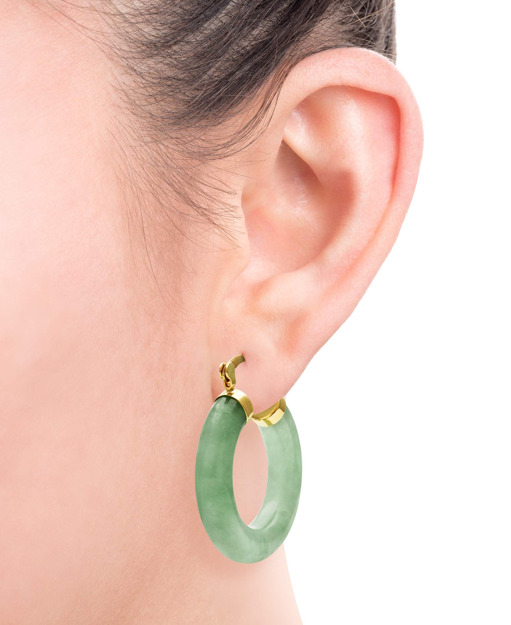 Natural Jade Hoop Earrings for Women