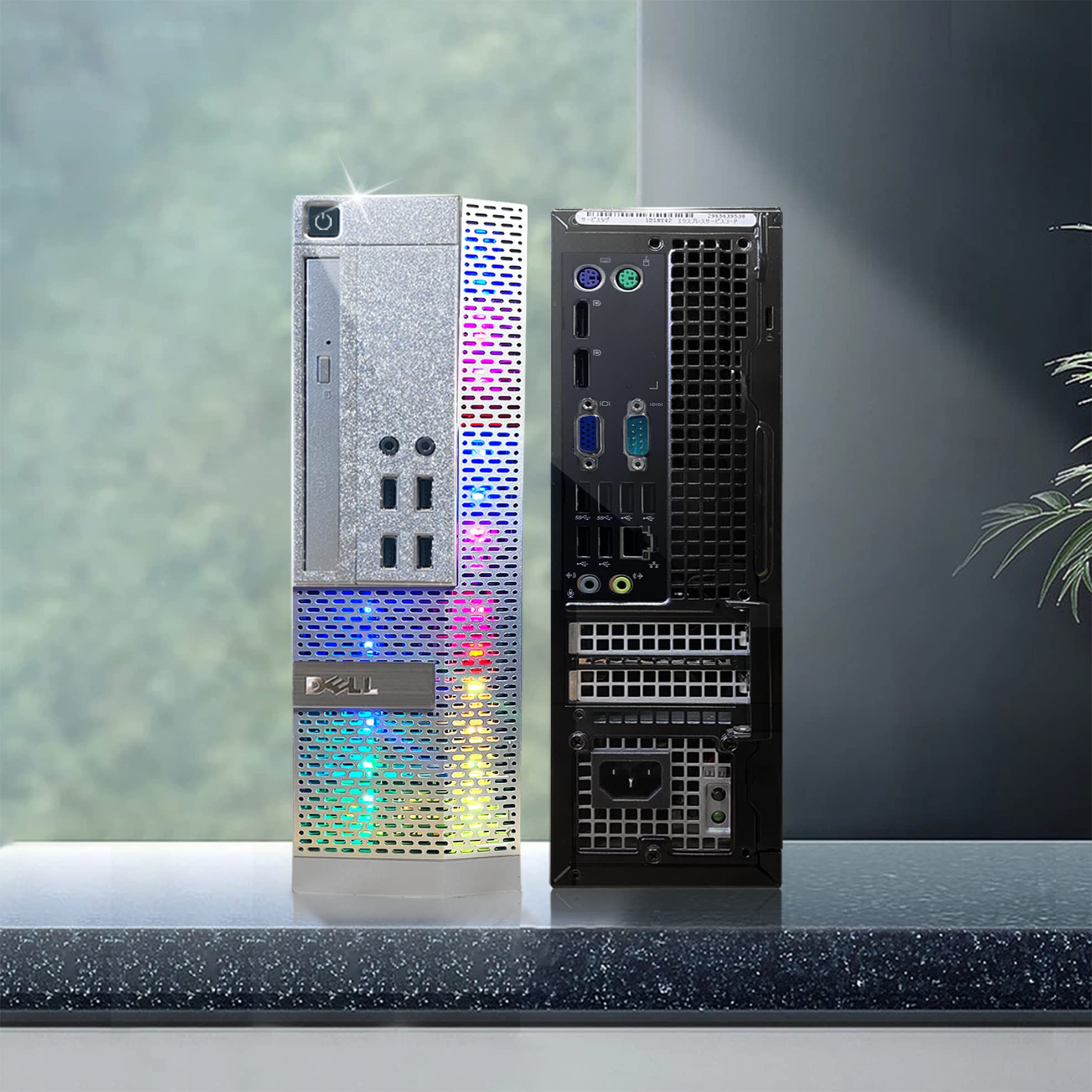 Treasure Box Silver RGB SFF Desktop with Quad Core I7 Upto 3.9G, HD Graphics 4600 4K Support, 32G, 1T SSD, DP, VGA, RGB Keyboard Mouse, DVD, WiFi, BT 5.0, Win 10 Pro (Renewed)