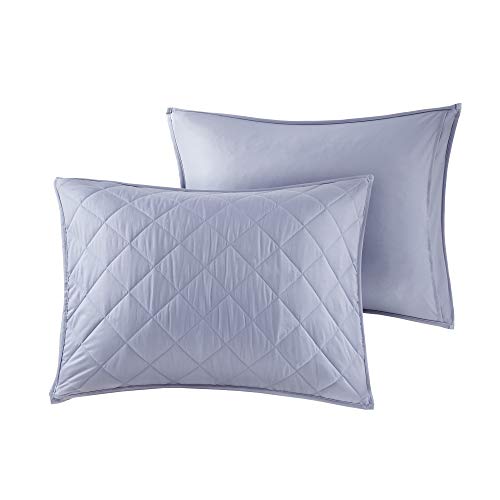 Madison Park Erica Comforter Quilt Combo Set - Modern Luxury Design, All Season Down Alternative Bedding, Matching Shams, Decorative Pillows, Full/Queen(90"x90"), Floral Blue 8 Piece