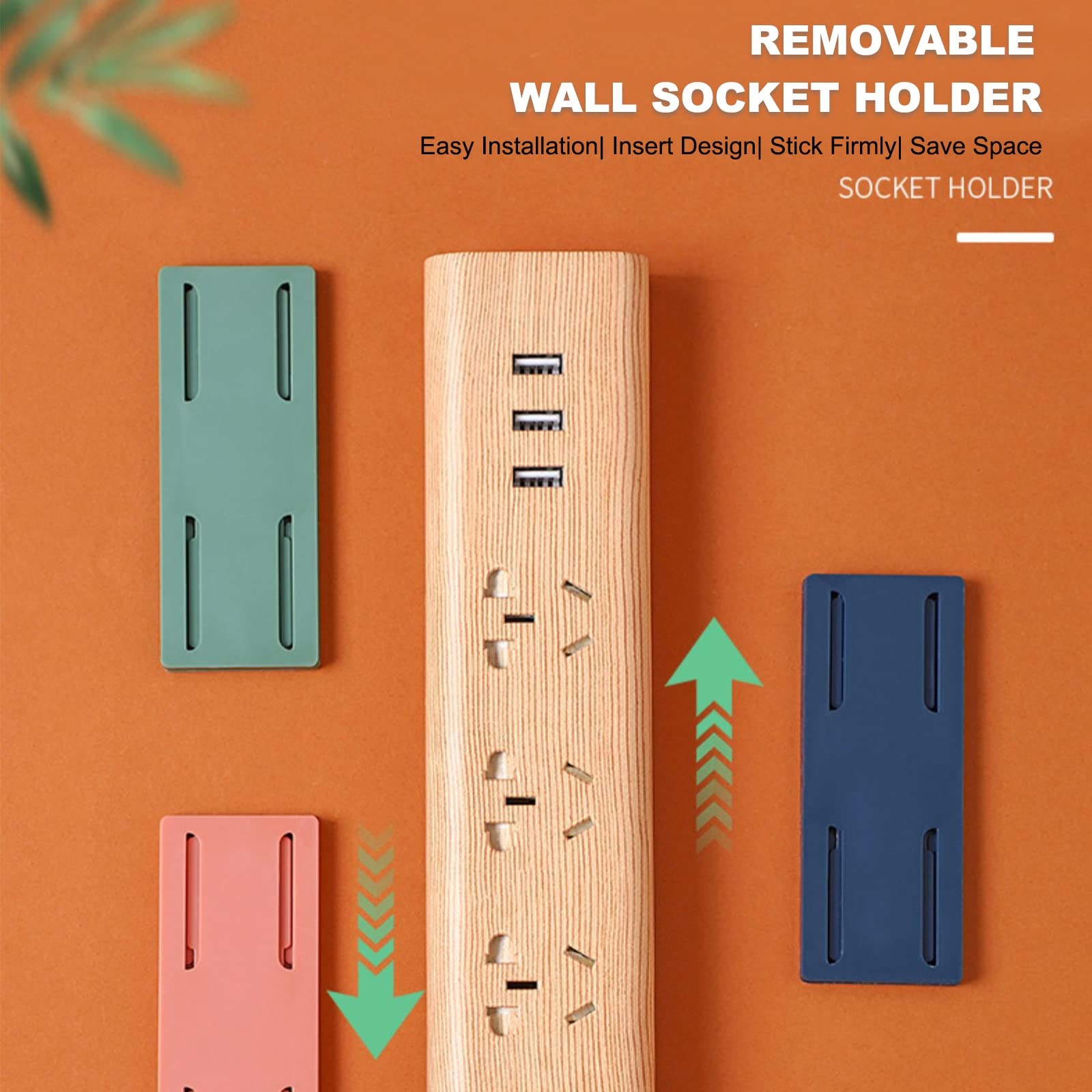 SHIN NANA 16PCS Self-Adhesive Garden Wall Socket Fixer, Desktop Mountable Plug-in Socket Fixer Bracket Stand, Adhesive Punch Free Socket Holder, for Desk, Wall, Paper Towel Box