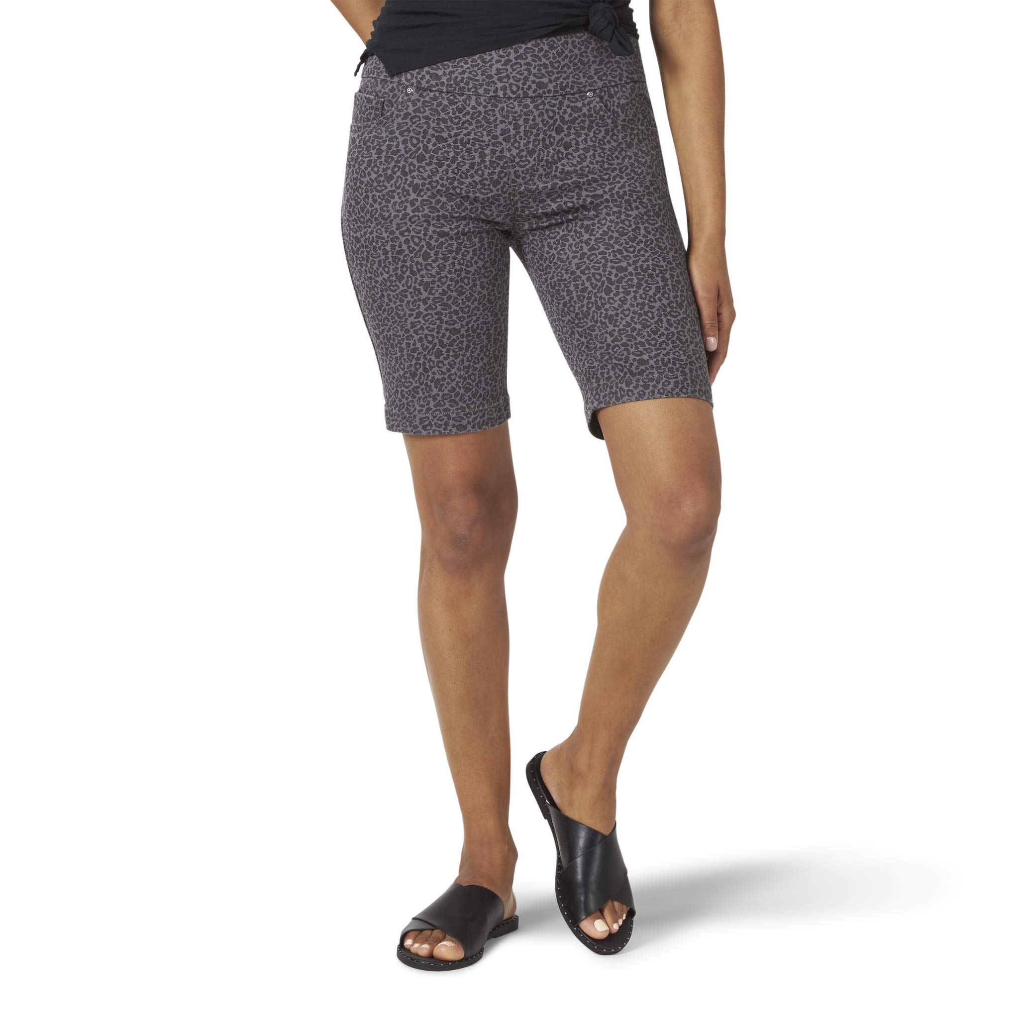Lee Women's Sculpting Slim Fit Pull On 10" Bermuda Short, Dazed Leopard, 8