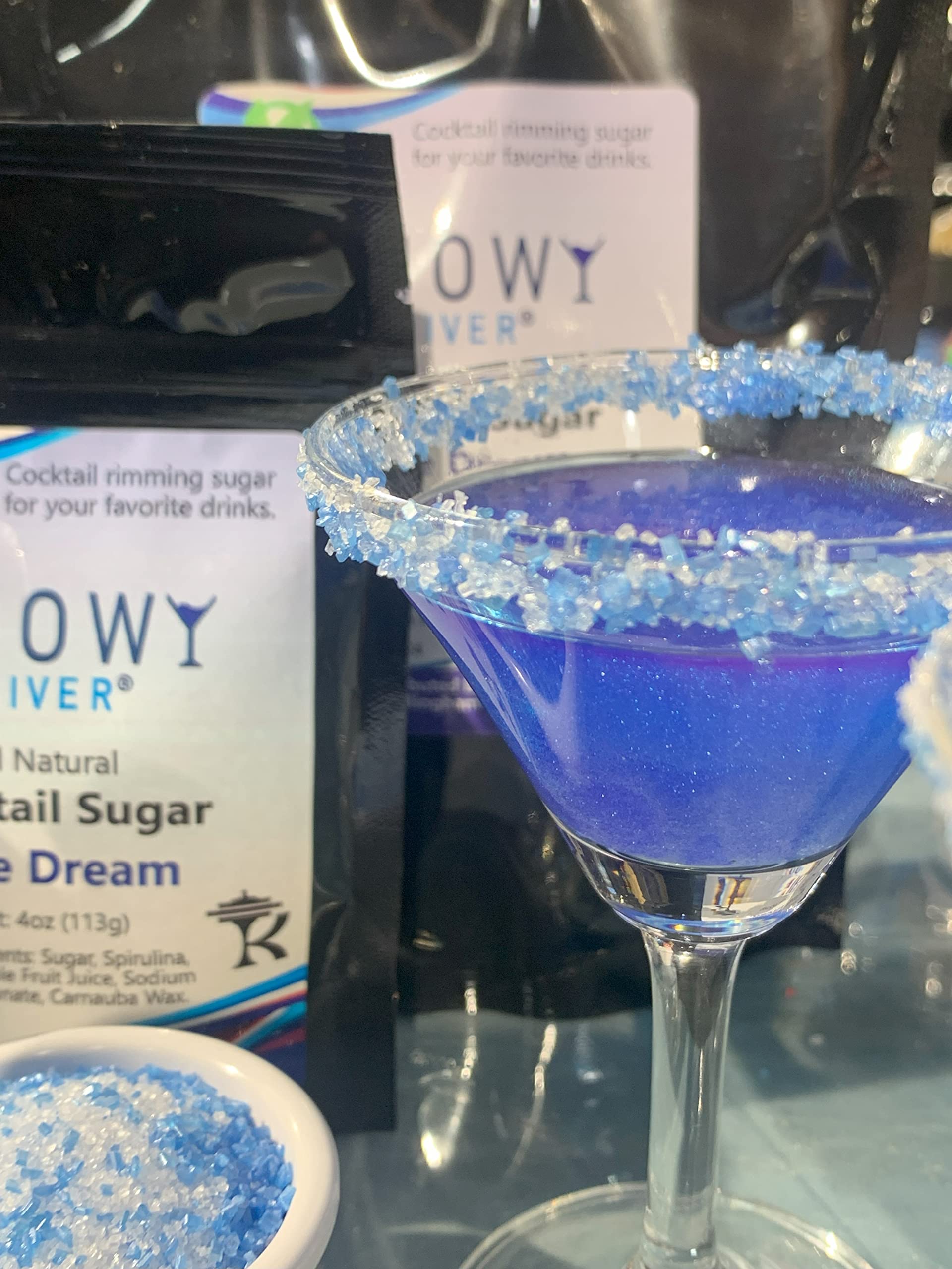 Snowy River Cocktail Sugar Rimmer Mixed Blends - All Natural Cocktail Decorating Sugar, Cocktail Garnish (Blue Dream, 2oz Bottle)