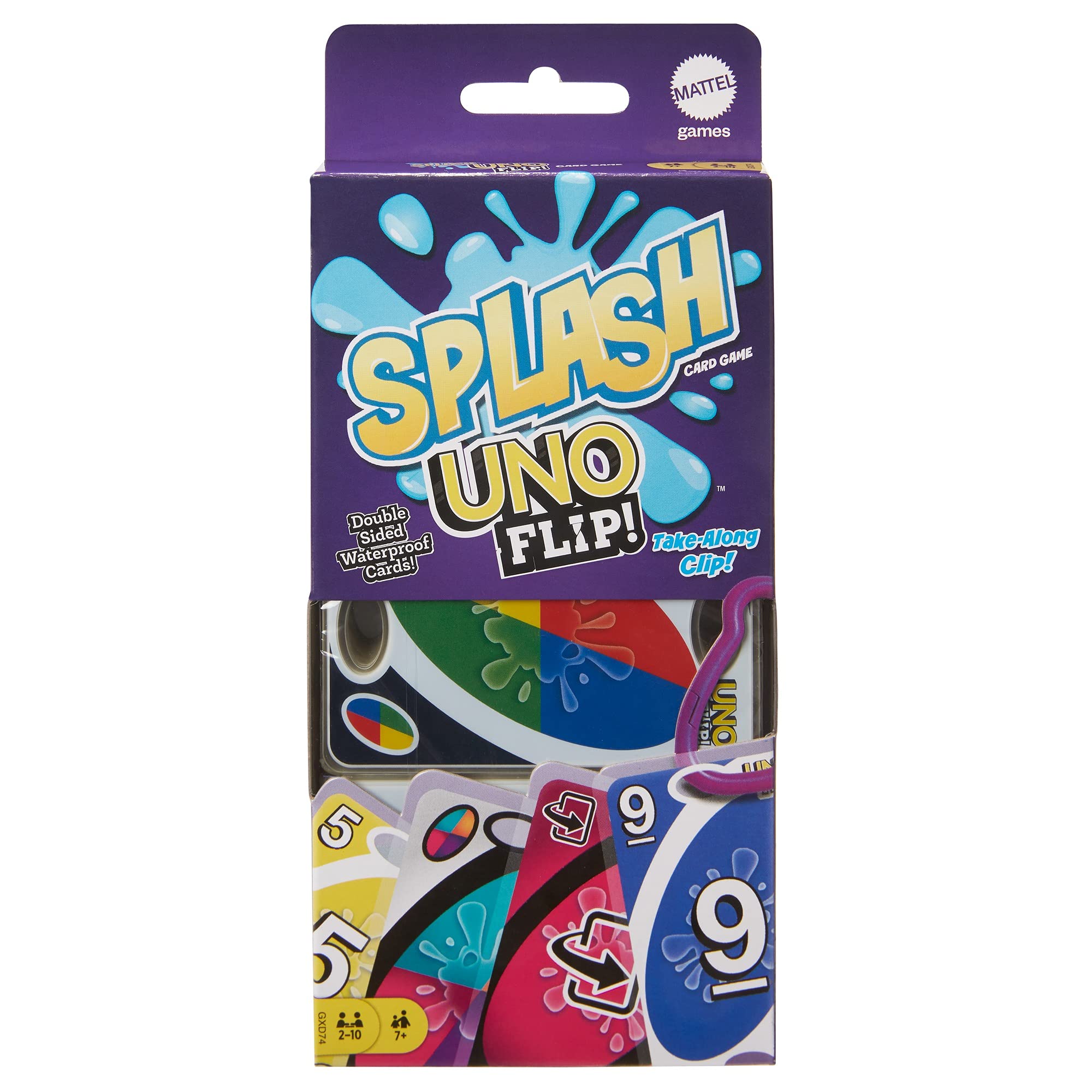 Mattel Games UNO Flip! Splash Card Game for Kids, Adults & Game Night with Water-Resistant Double-Sided Cards