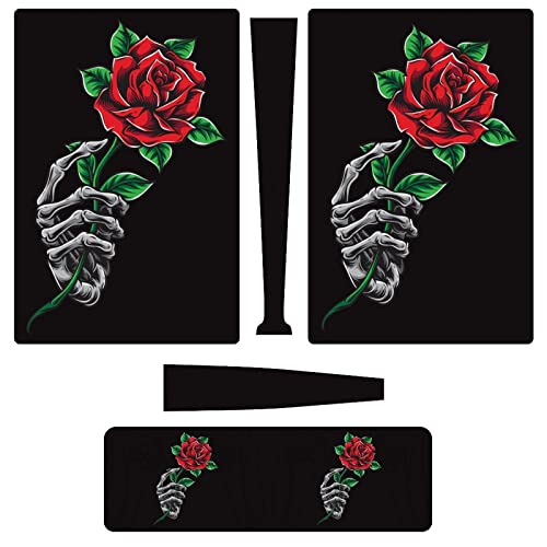 Skeleton Hand Holding Rose Full Protective Skin Cover Design Wrap Decal Sticker Compatible with PS5 Digital Edition Console and Controller