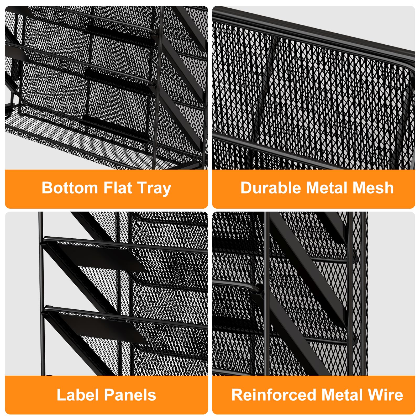 Kuntine.B 7-Tier Hanging File Organizer Vertical Wall File Organizer Wall File Holder, Mesh Magazine Rack Mail Document Organizer for Office School Home (Black, 1 Pack)