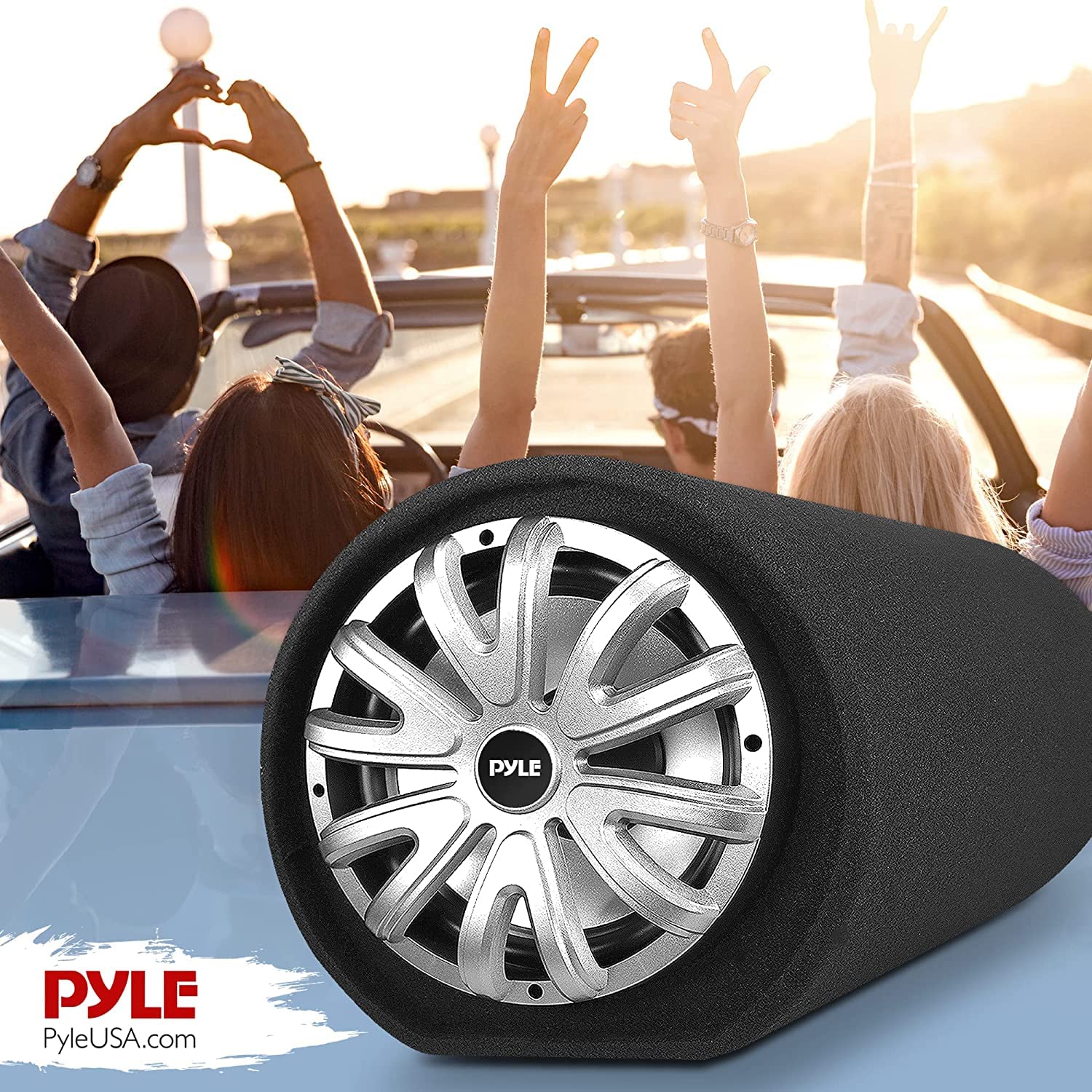 Pyle 12-Inch Carpeted Subwoofer Tube Speaker - 500 Watt High Powered Car Audio Sound Component Speaker Enclosure System with 2β Aluminum Voice Coil, 4 Ohm, Rear Vented Design - PLTB121