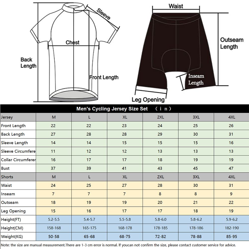 Men's Cycling Jersey Set Professional Bicycle Team Short Sleeve Breathable Quick-Dry Shirt with 4D Padded Bib Shorts
