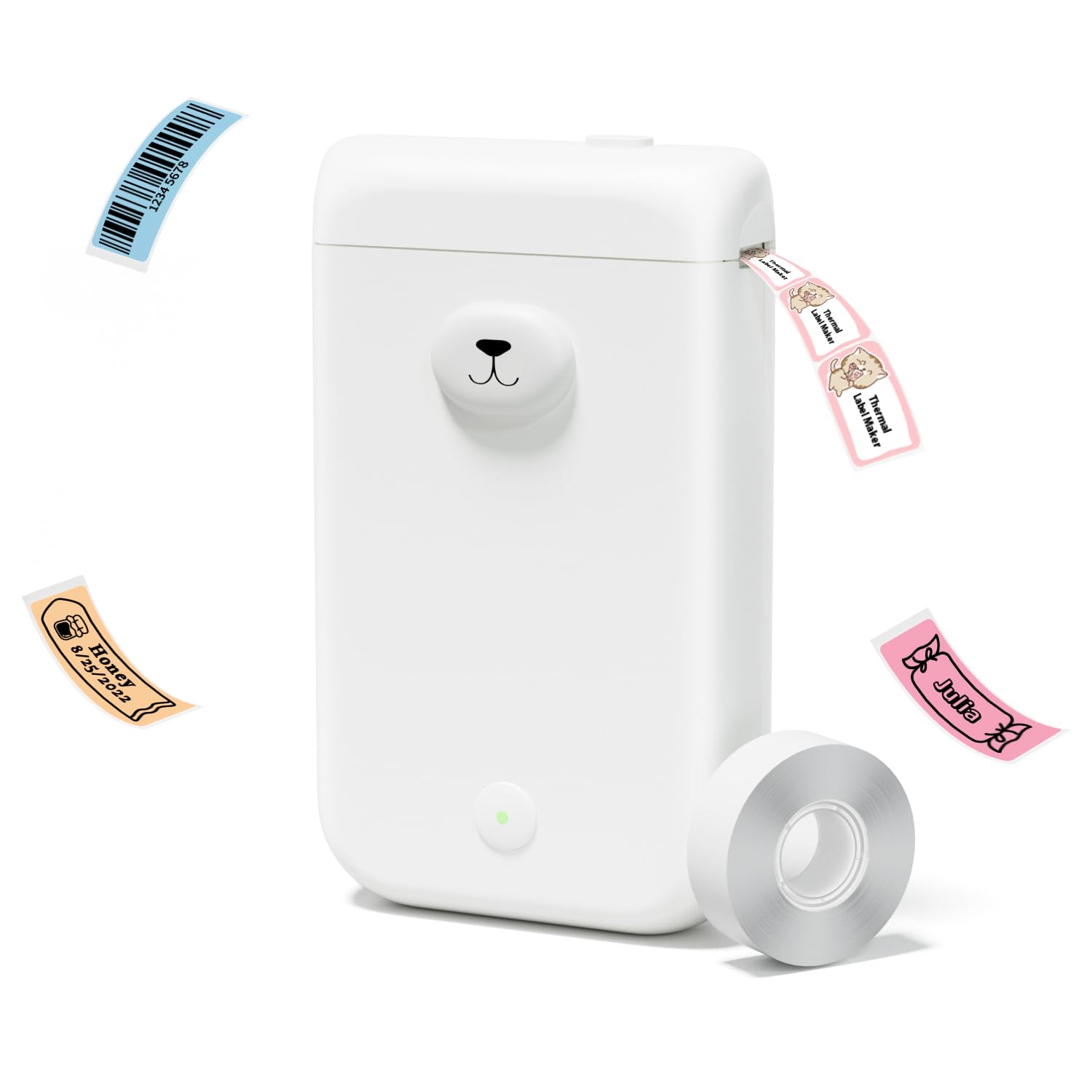 Label Maker Machine with Tape - D30 SE (Bear), Portable Mini Bluetooth Label Printer, Easy & Quick Edit, Multiple Templates in Phone App - Same Function, Cute Look, Made for Home & Office, 80 Labels