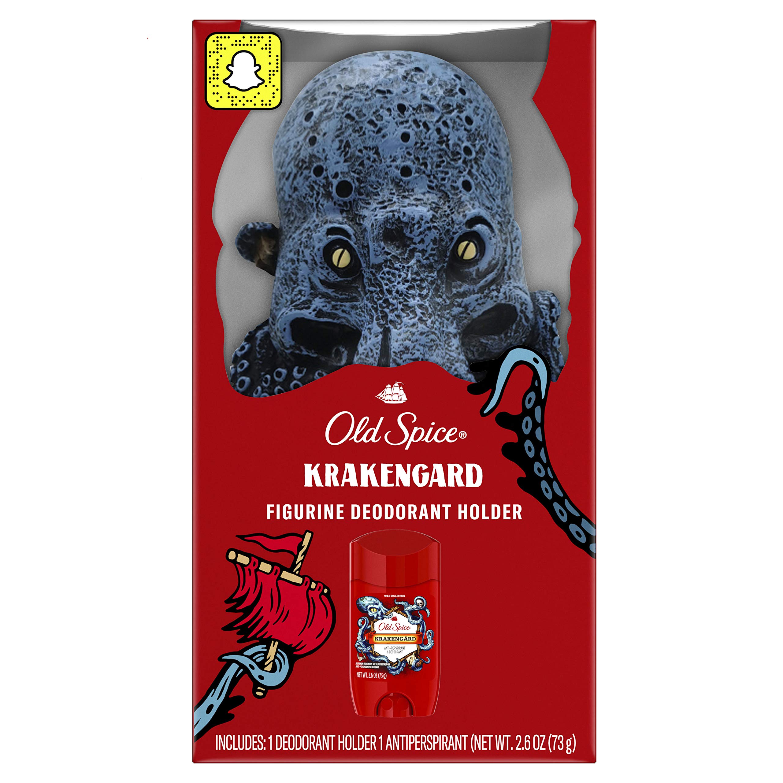 OldSpice Figurine Deodorant Holder with Anti-Perspirant & Deodorant for Men 2.6 Oz, Gift Pack (Krakengard)