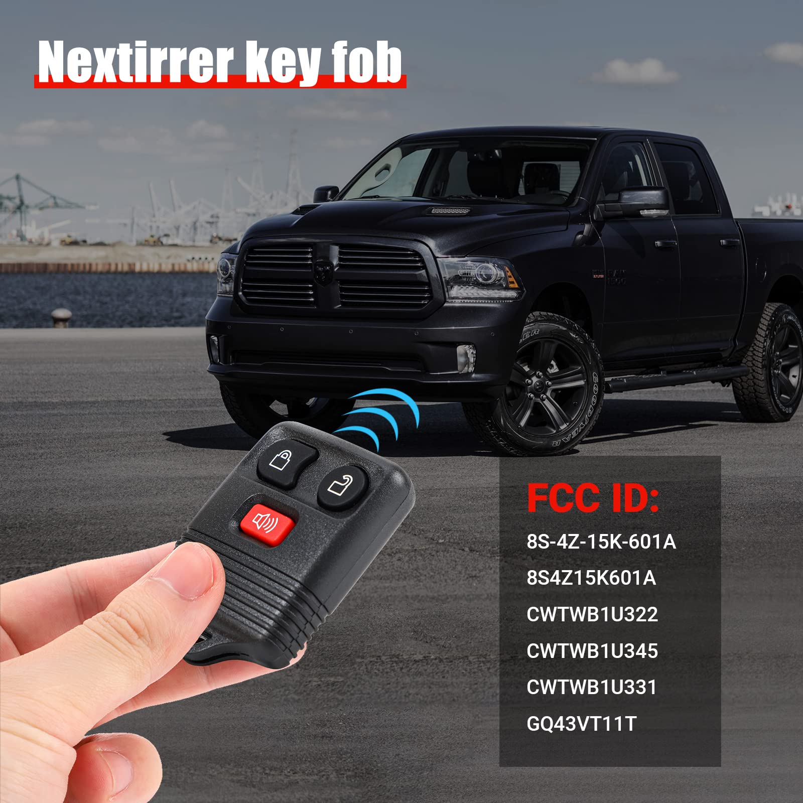 Nextirrer Key Fob Keyless Entry Remote for Ford F150 F250 Explorer Mazda Mercury Lincoln 3 Button Car Key Replacement with 2 Silicone Cover