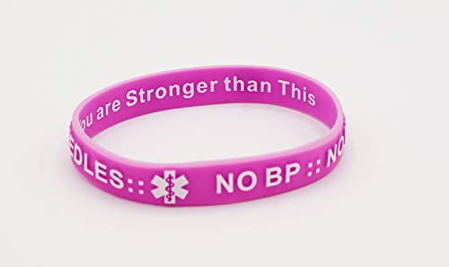 MandM NO BP, NO Needles for Dialysis, Lymphedema Arm Alert Silicone Bracelets, Wristbands Blue and Red(2)