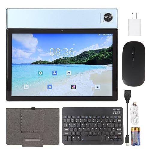 MAVIS LAVEN 10.1in Tablet, USB C Fast Charging Expandable Memory 8G RAM 256G ROM 2 Speakers 100‑240V 2 in 1 Tablet 8 Core for Travel (US Plug)