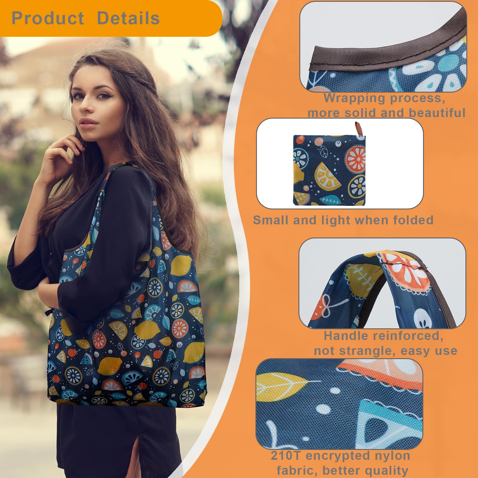 Kemoxan 6 Pack Reusable Shopping Bags ,Foldable Waterproof Grocery Totes,Washable Durable Sturdy Nylon Separated Storage Pouch, Easy to Store and Carry 6 Pattern Eco-friendly Bags.
