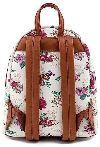 Loungefly Disney Princesses Floral Print Faux Leather Womens Double Strap Shoulder Bag Purse