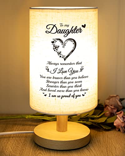 SOUHONEY Daughter Gifts from Mom Dad Table Lamp - Best Birthday Gifts for Daughter Fabric Wooden Desk Lamp - Christmas Gifts for Bedroom Living Room Graduation Season Gifts for Daughter