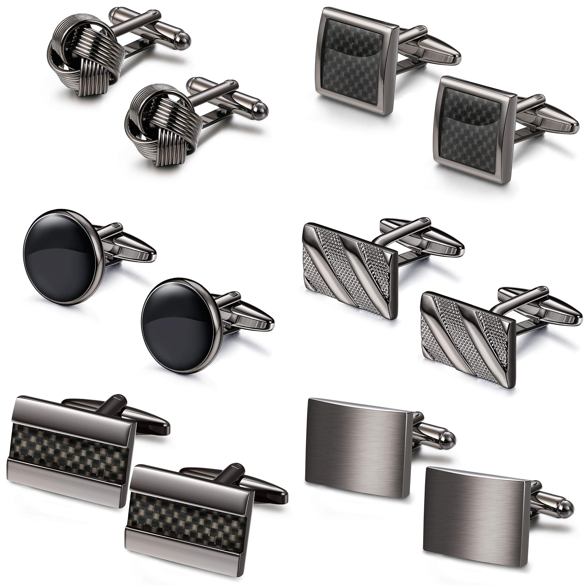 LOLIAS 6 Pairs Mens Cufflinks Set Classic Wedding Unique Cufflink for Tuxedo Shirts Formal Business Shirts