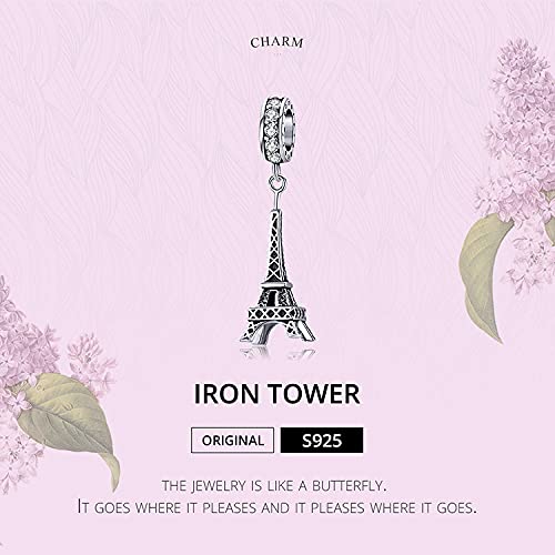 Manhe Charms Landmark Series Charm Sterling Silver Travel Charms Dangle for Pandora Bracelet (Paris Eiffel Tower Charms Pendant)