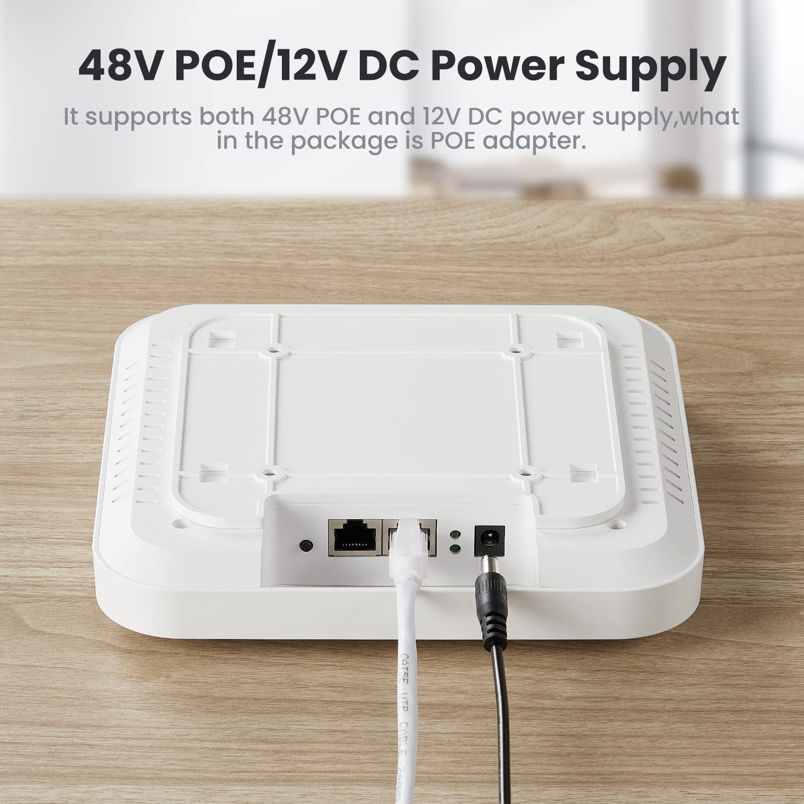 WiFi 6 Access Point,2.4G&5.8G Wireless Ceiling AP with 48V PoE Injector 3000Mbps High Speed 22dBm High-Power 4x5*dBi Antenna Gigabit RJ45 Port for House, Office, Apartment,1-Pack