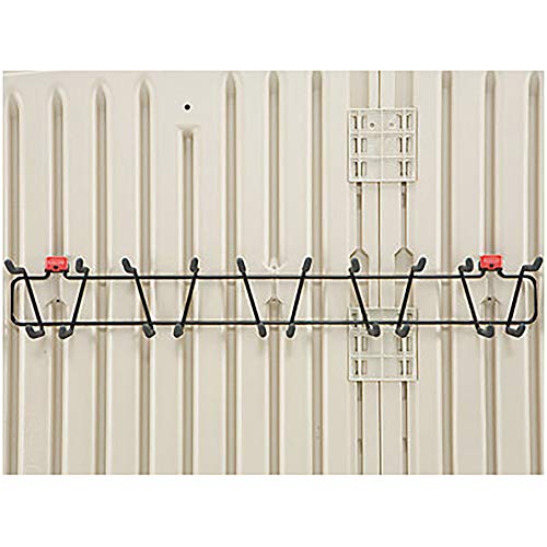 Rubbermaid 20 Pound Capacity Metal Shed Tool and Accessory Shelf and 50 Pound Capacity 34 Inch Storage Shed Tool Rack (6-pack)